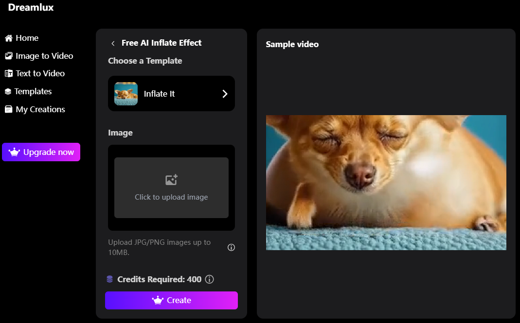 4. Click to Generate the AI Inflation Video